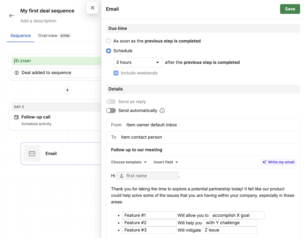 Sequences feature - Knowledge Base | Pipedrive